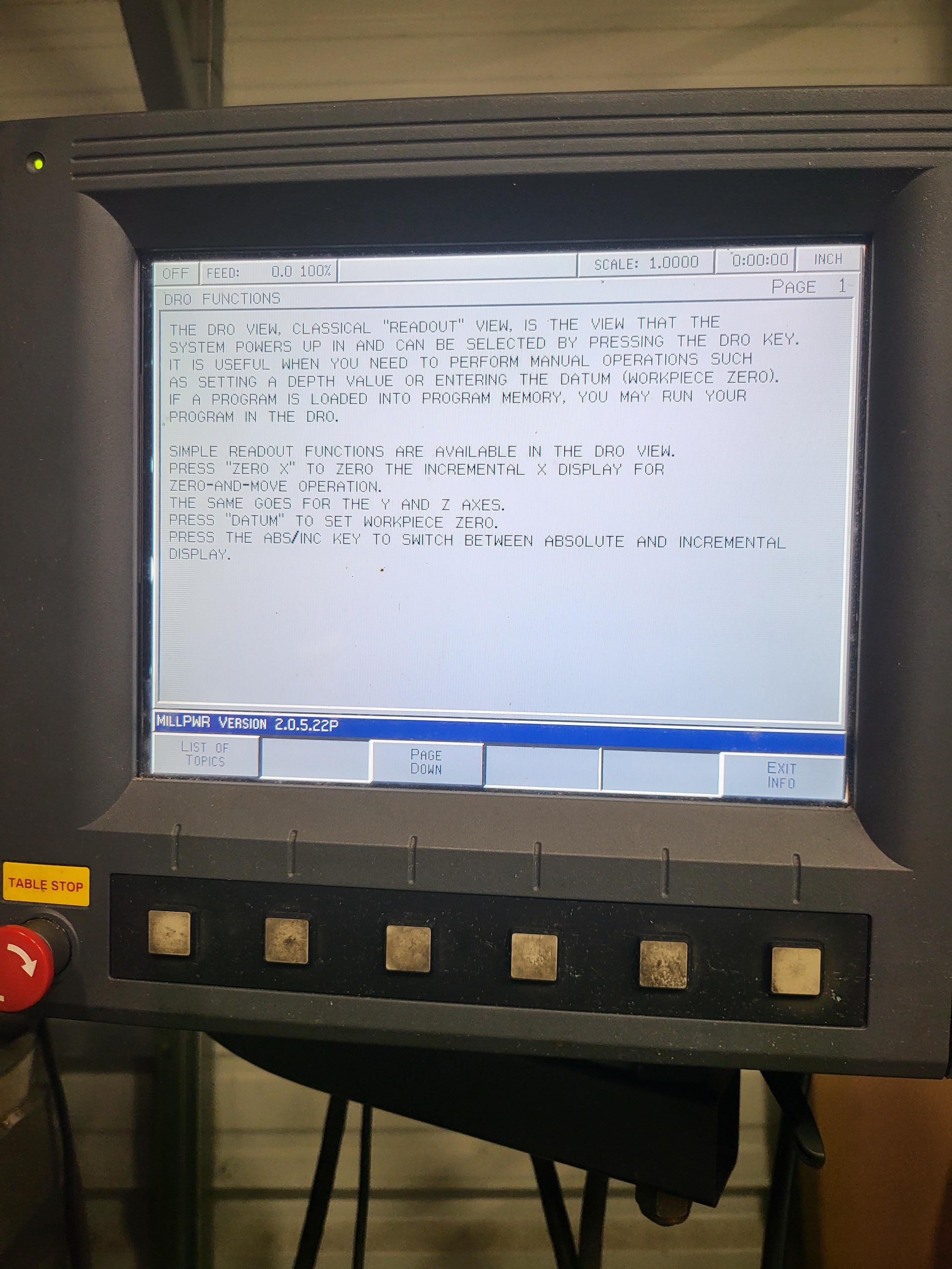 Sharp LMV-42 w/Acu-Rite Millpower 2-Axis CNC Vertical Knee Mill (#4945)